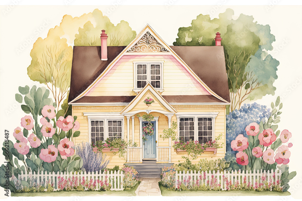 Cute hand painted home front with horizontal siding and a backdrop of a ...