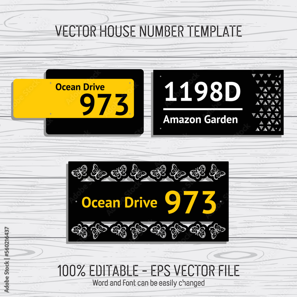 Laser cutting template files for house numbers, housing numbers, room ...