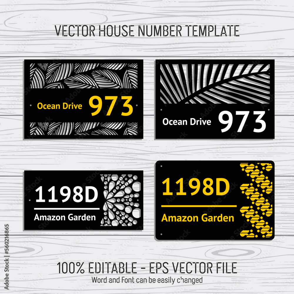 Laser cutting template files for house numbers, housing numbers, room ...