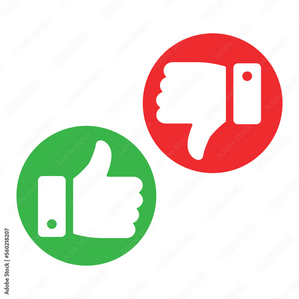 Thumbs up and thumbs down icon. Like and dislike white silhouette sign. Disagree with agree ...