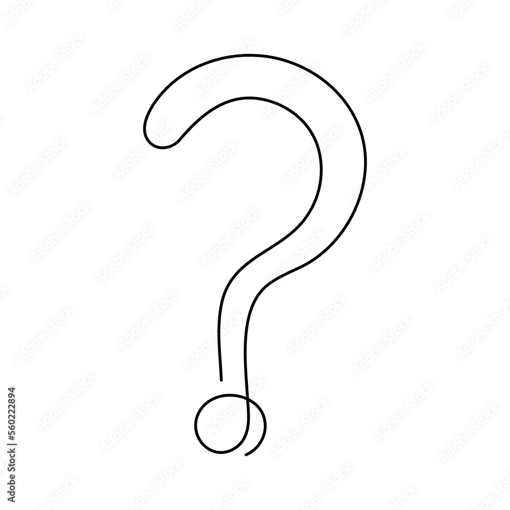 Question mark one line art, hand drawn asking sign, idea continuous ...