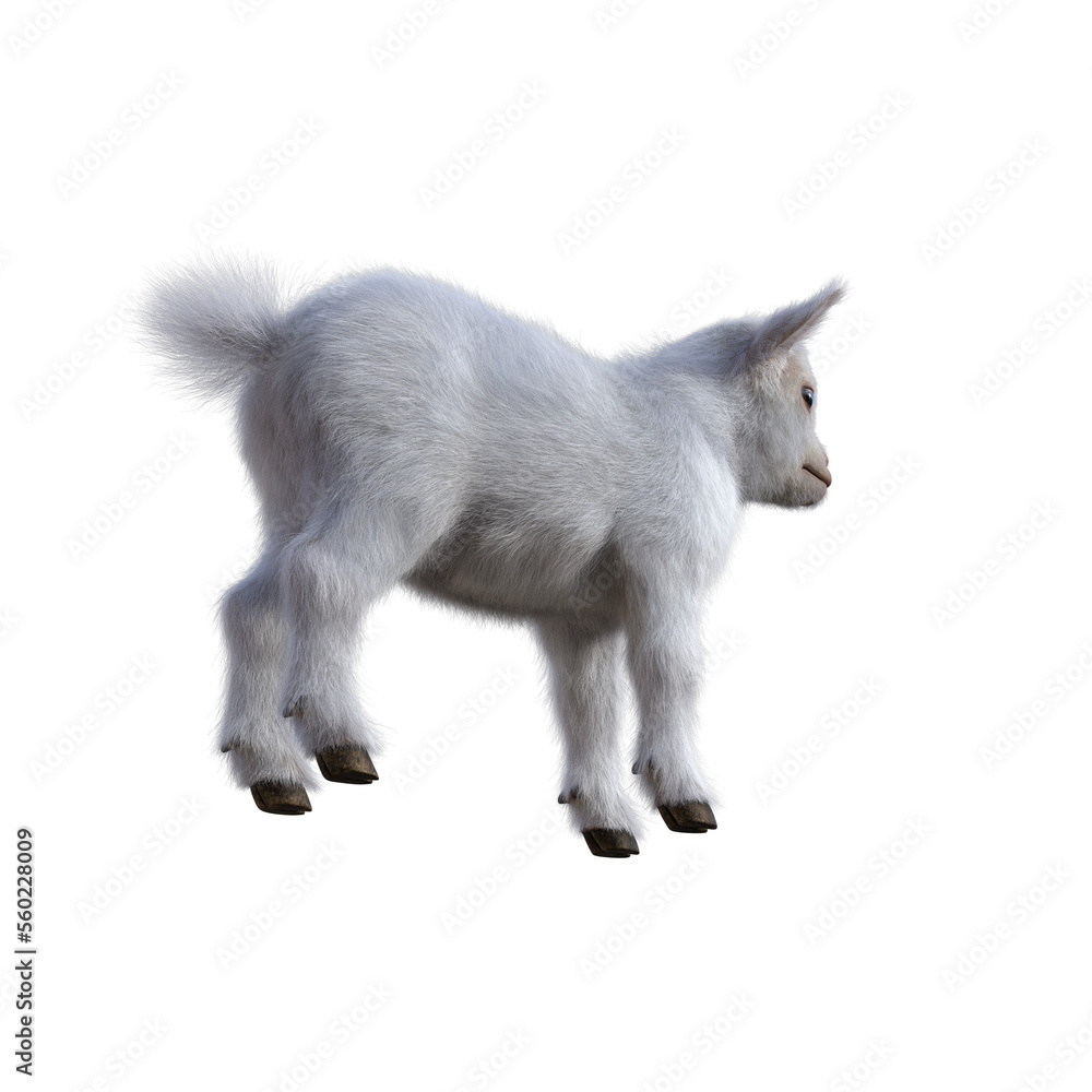 Goat baby character on transparent background. 3d rendering ...