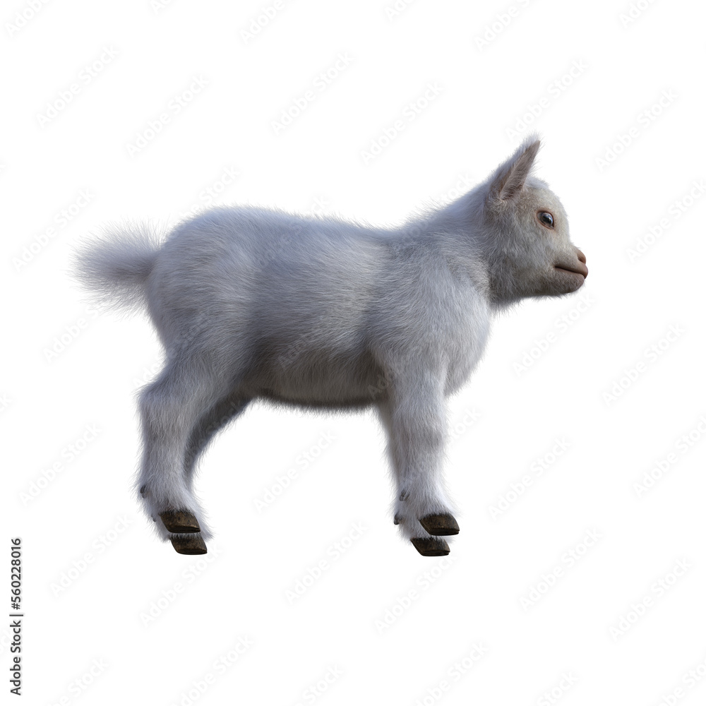 Goat baby character on transparent background. 3d rendering ...