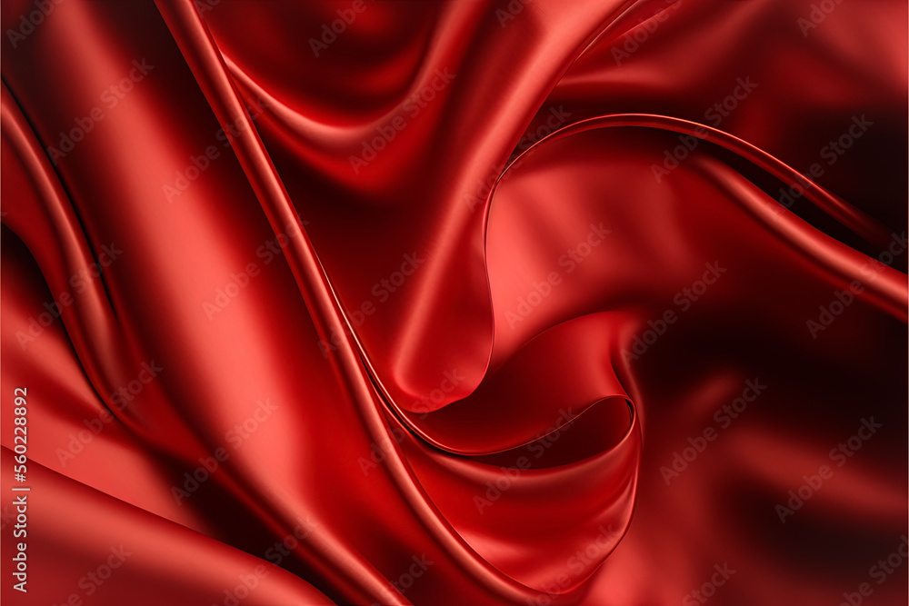 Deep red silk satin fabric background backdrop, soft textured fabric ...