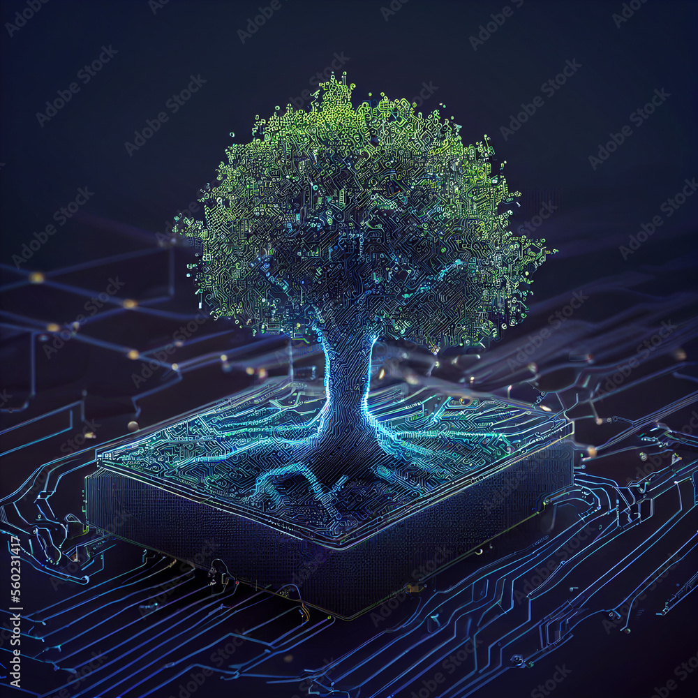 tech tree electrical circuit digital. Concept of technology and ecology ...