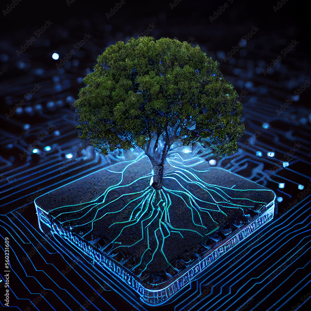 tech tree electrical circuit digital. Concept of technology and ecology ...