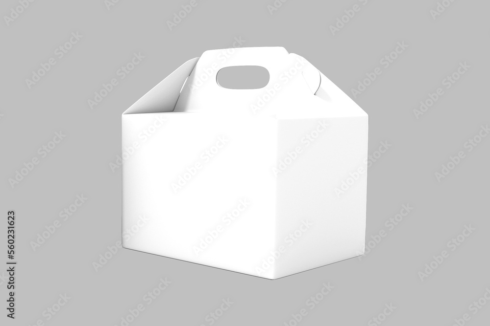 Empty blank White gift box with handle mockup for cake. Cardboard ...