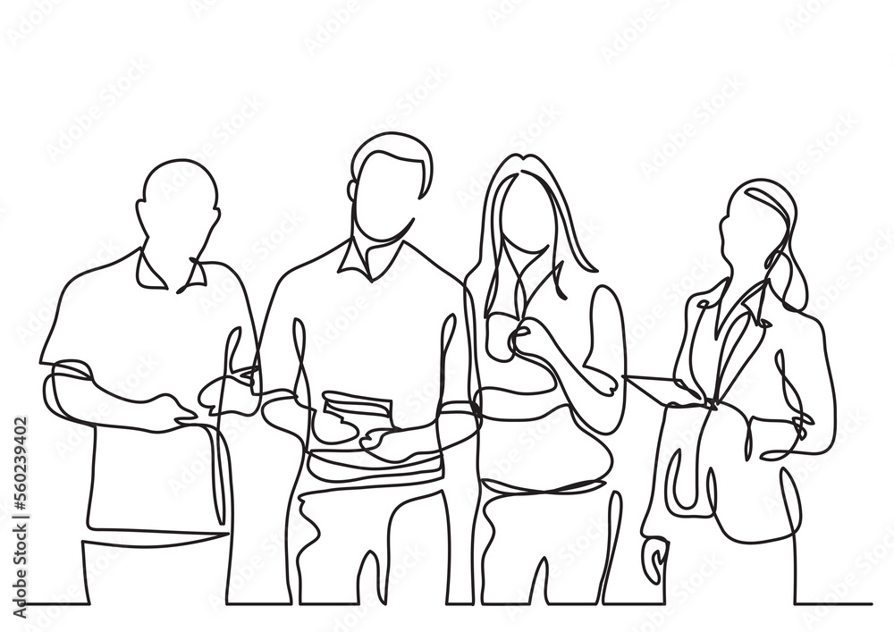 continuous line drawing business team members - PNG image with ...
