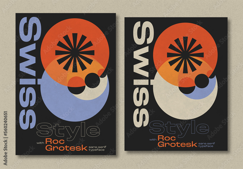 Swiss Style Design Cover Layout with Grotesk Typeface Stock Template ...