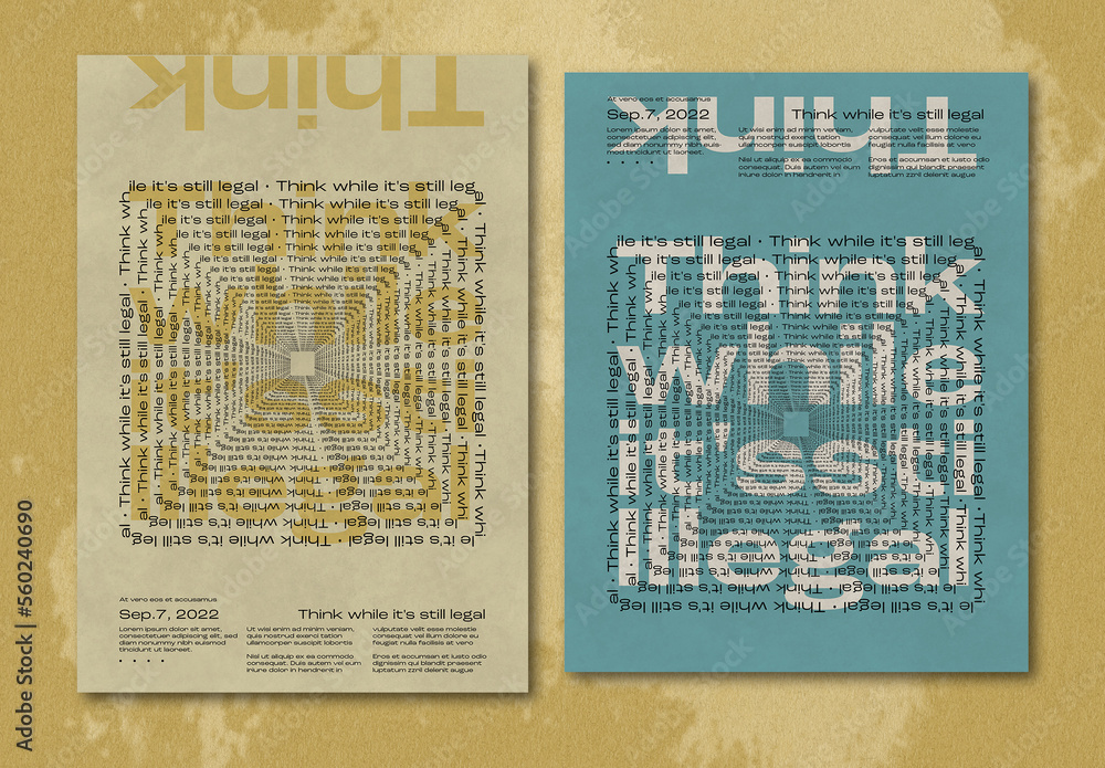 Creative Typographic Design Poster Layout with Blended Text Stock ...