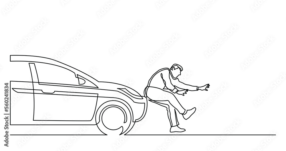 continuous line drawing of car hitting pedestrian - PNG image with ...