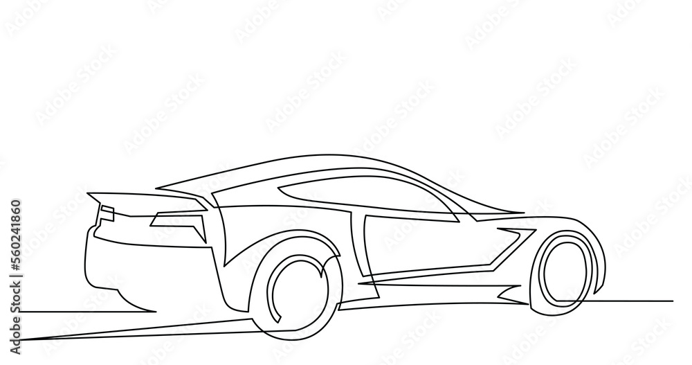continuous line drawing of elegant concept sport car - PNG image with ...