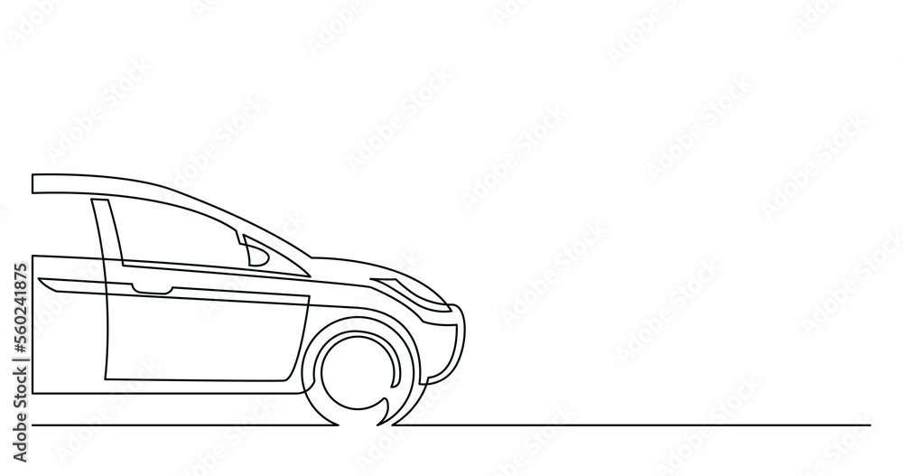 continuous line drawing of front side of modern car - PNG image with ...