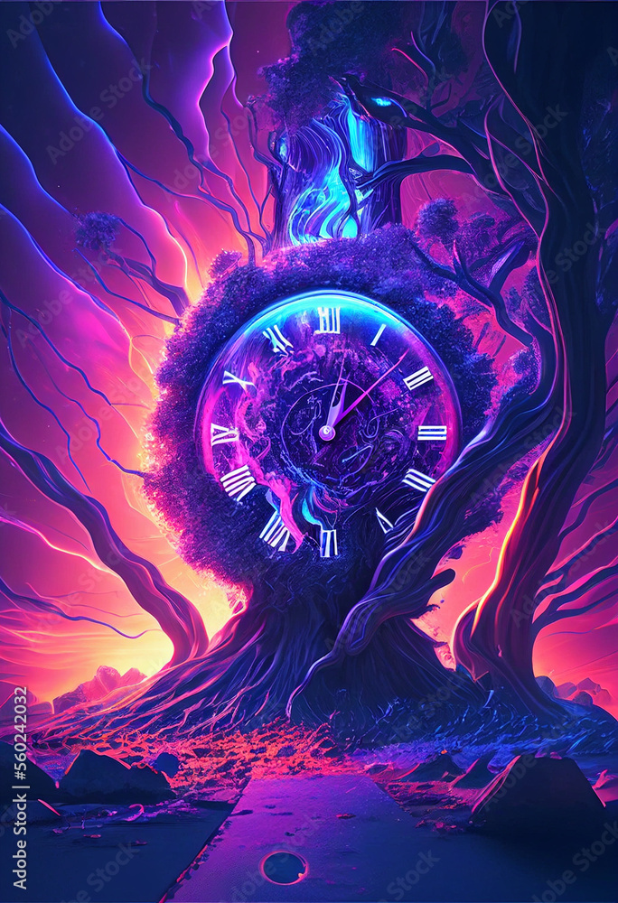 Time Travel Tree illustration ai art Stock Illustration | Adobe Stock