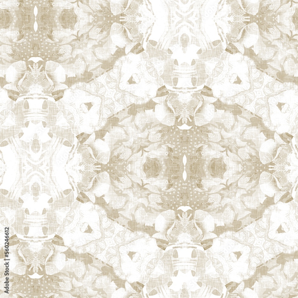 Ecru natural linen effect patterned coastal geo background. Seamless ...