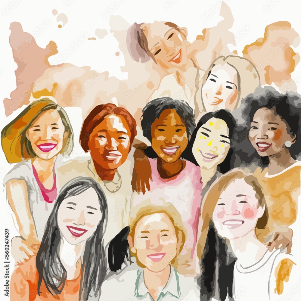 Poster Group of diverse, supportive friends radiating strength and ...