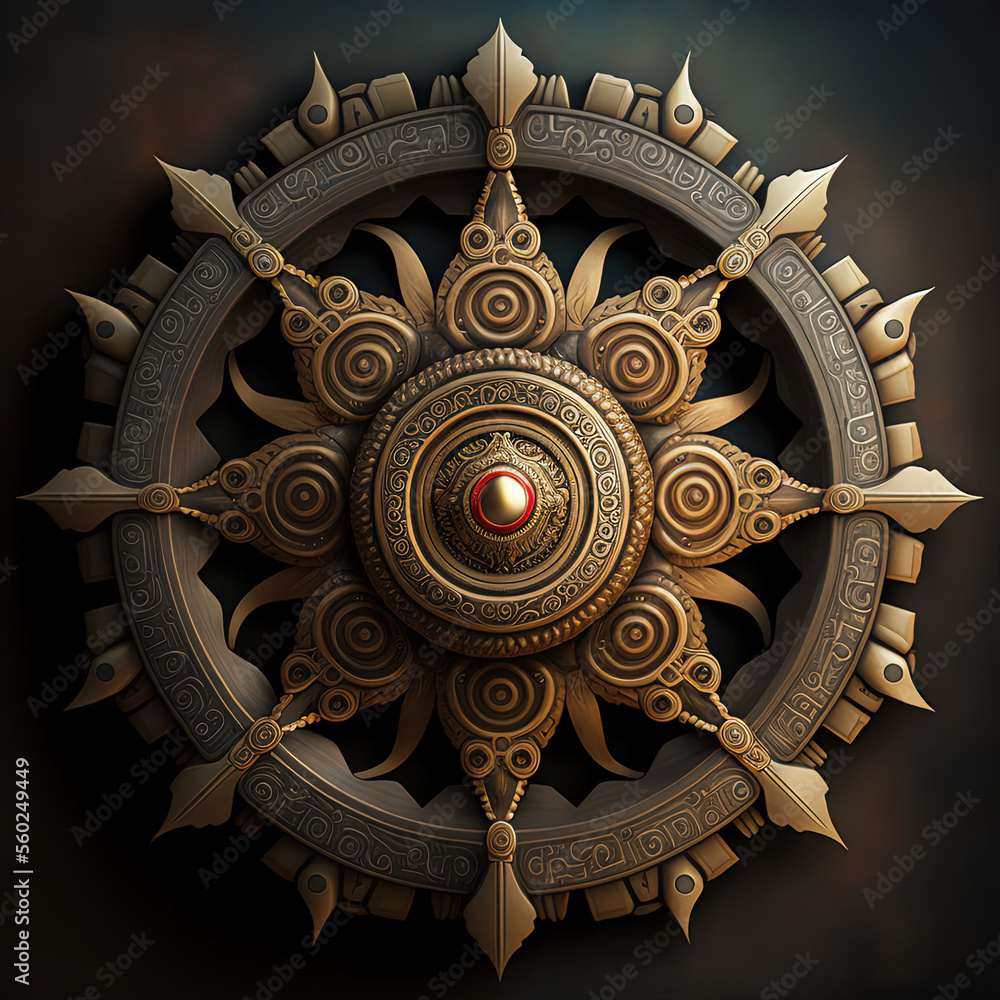 Dharma Wheel Dharmachakra | Midjourney Ai Generated Stock Illustration ...