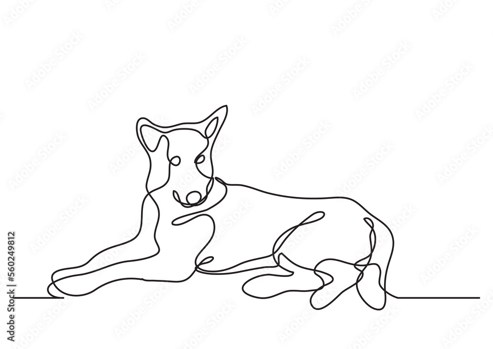 continuous line drawing laying shepherd dog - PNG image with ...