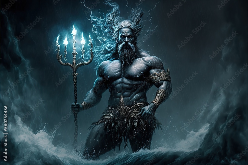 Greek god POSEIDON. AI Stock Illustration | Adobe Stock
