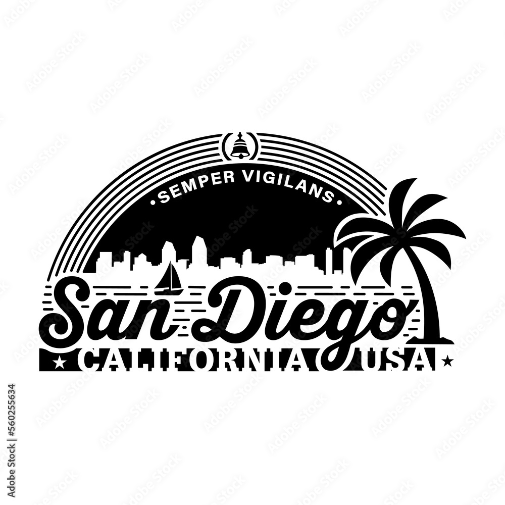 San Diego, California. Logo design template. Vector and illustration ...