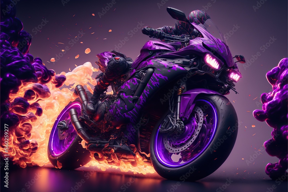 Purple And Black Motorcycle