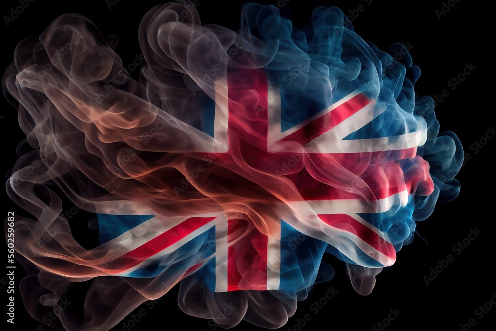 National flag of the United Kingdom / Great Britain in the form of blue ...