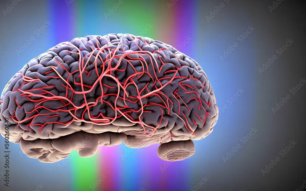 Series of Generative AI illustrations of the human brain connected to ...