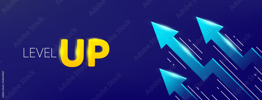 Level up with arrows on dark background. Inflation design concept for ...
