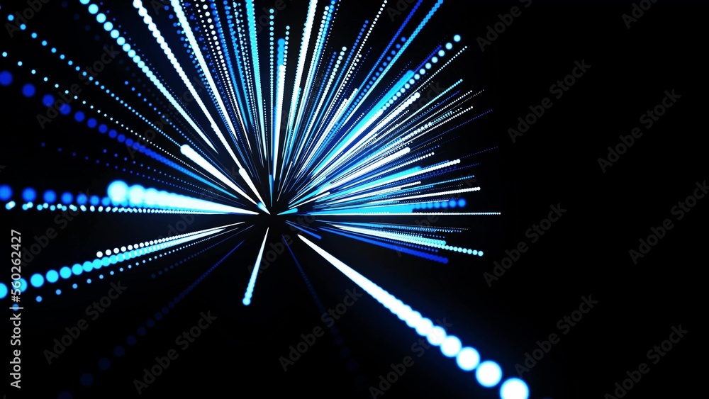 abstract 3d background with glowing particles lined up in rows in 3d ...