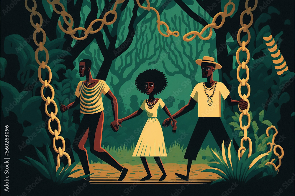 Black people, black slaves breaking free from plantation, breaking free ...