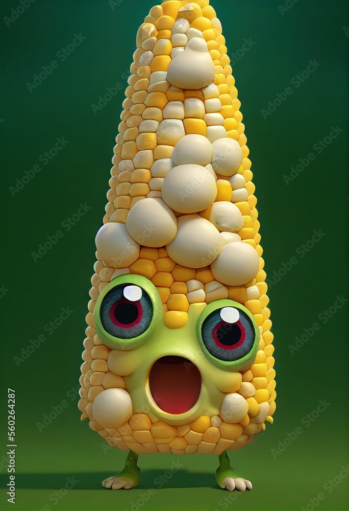 Cute Cartoon Corn (Generative AI) Stock Illustration | Adobe Stock