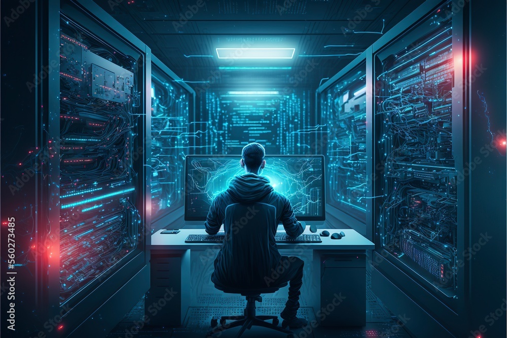 Painting of a man Cyber attack hacking defense FileVault crack matrix coding access denied no ...