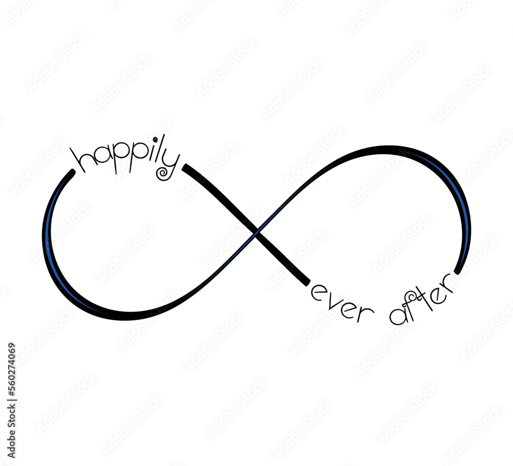 vector design with infinity symbol and happily ever after text on white ...