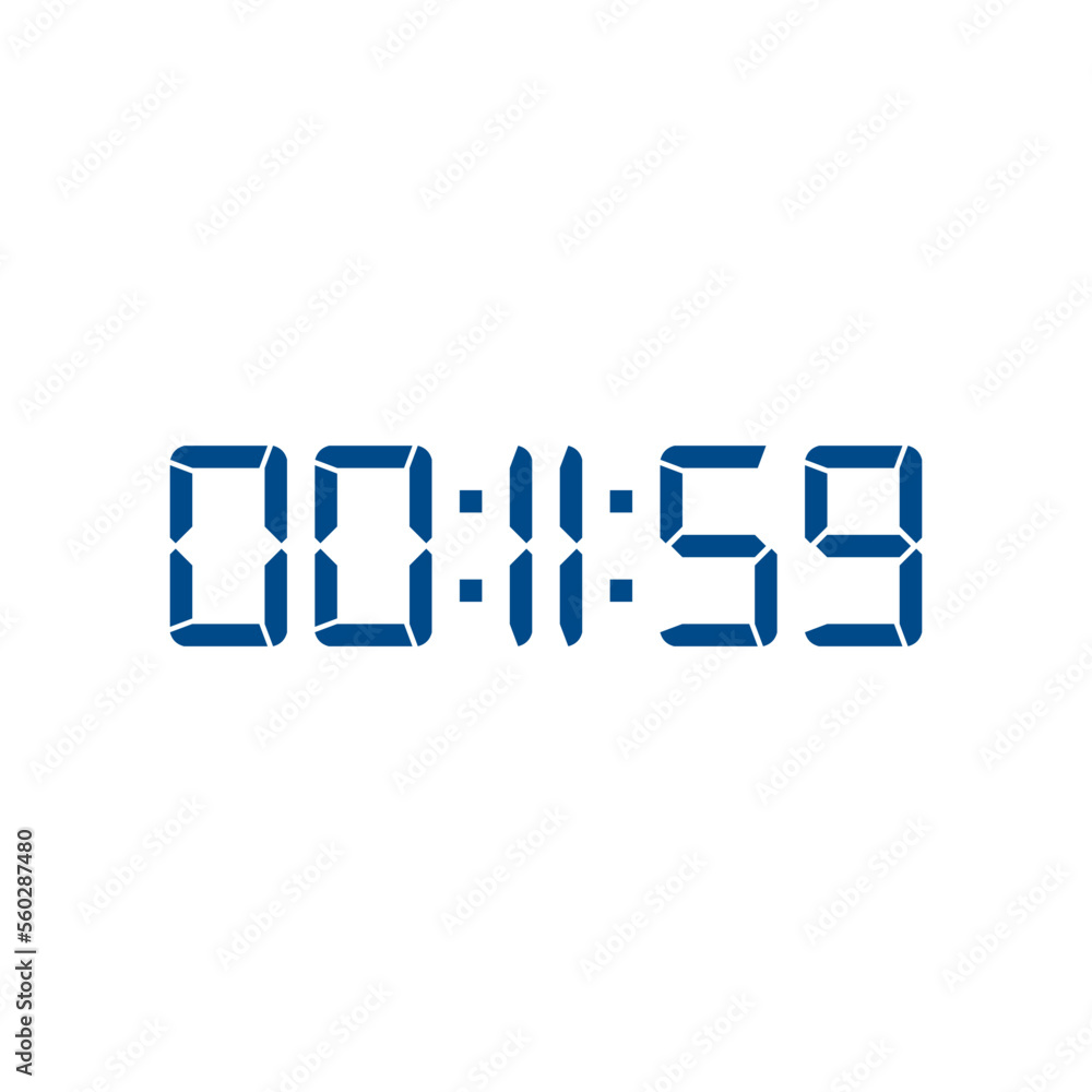 Digital clock number set. Electronic figures. Vector illustration ...