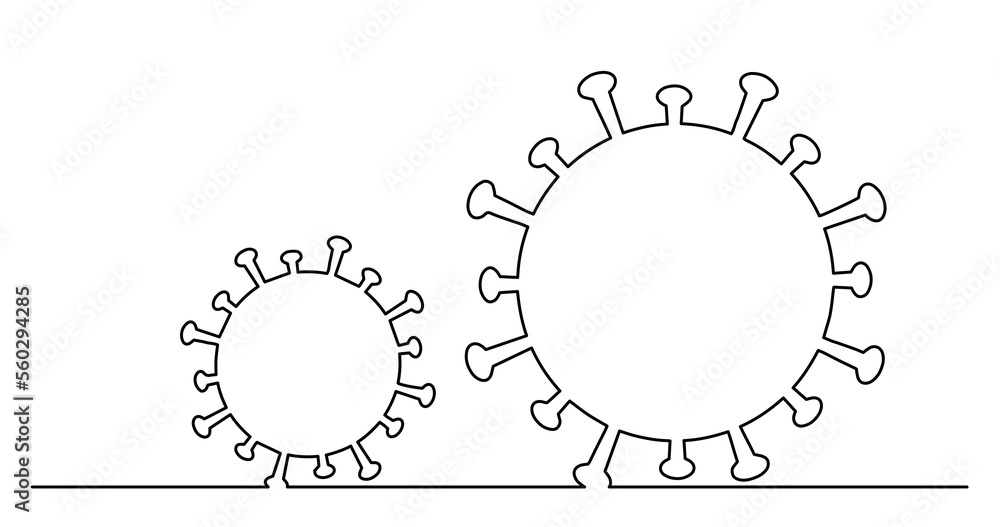 continuous line drawing of coronavirus concept - PNG image with ...