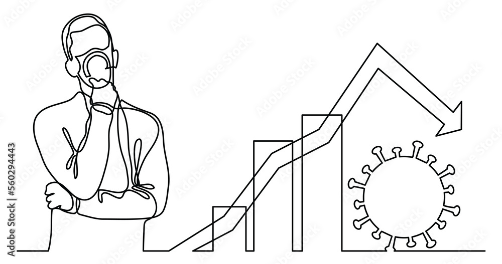 continuous line drawing of man dreaming about time when number of ...
