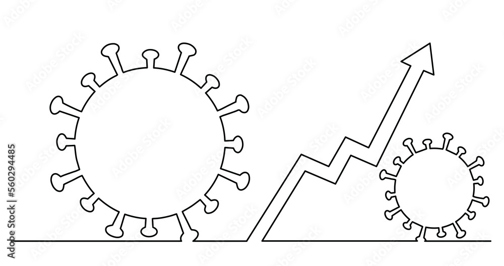 continuous line drawing of number of coronavirus deaths climbing ...