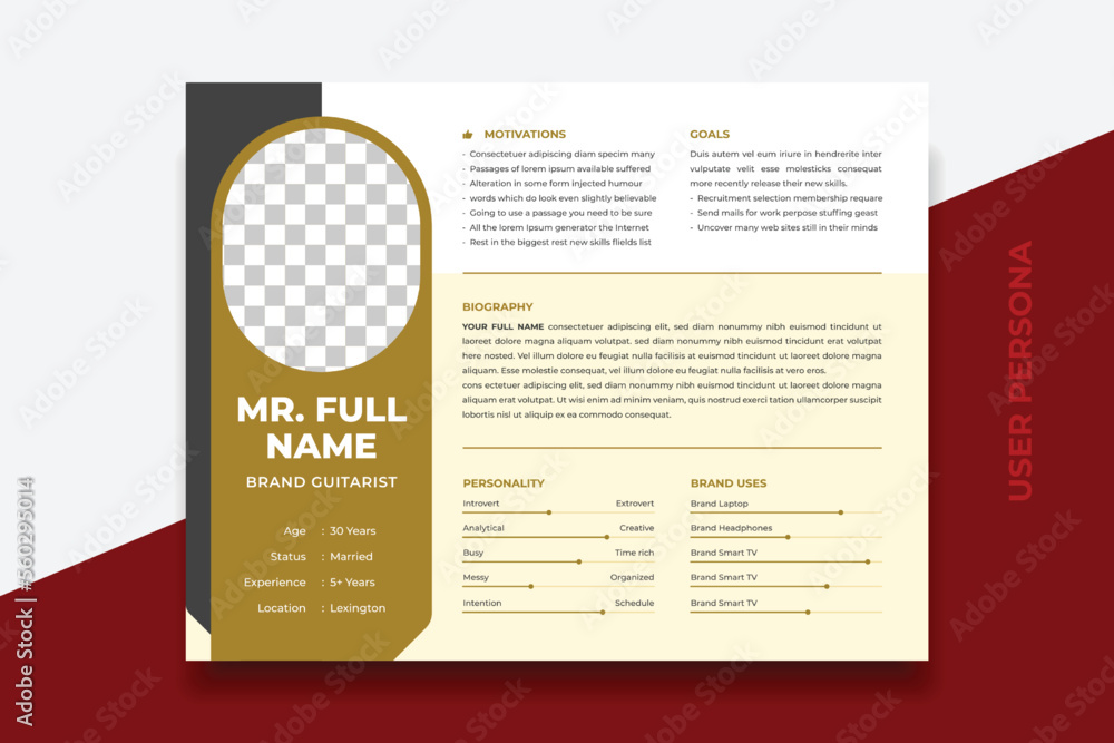 User Persona Document Template Vector Illustration. Examples of User ... User Persona Document Template Vector Illustration. Examples of User ...