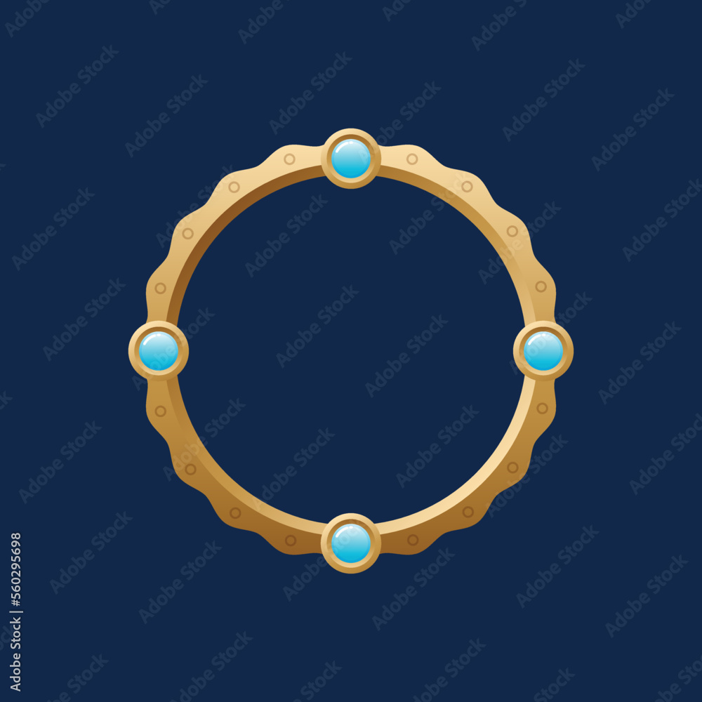 Metal circle frame border kit for game asset icons interface. Game ...