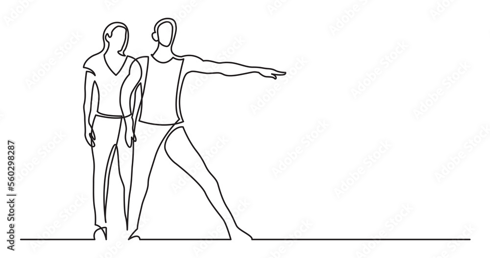 one line drawing of dancing man and woman couple modern dance - PNG ...
