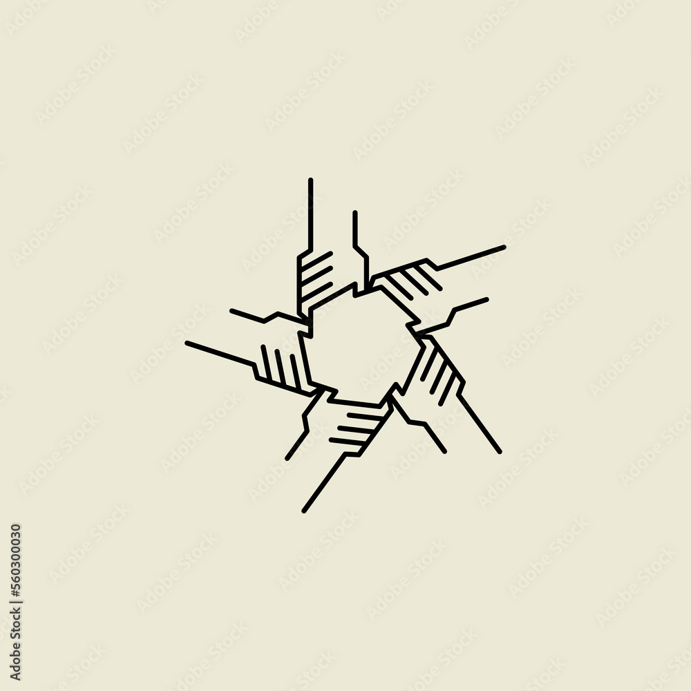 teamwork unity logo design with five hand concept vector illustration 4 ...