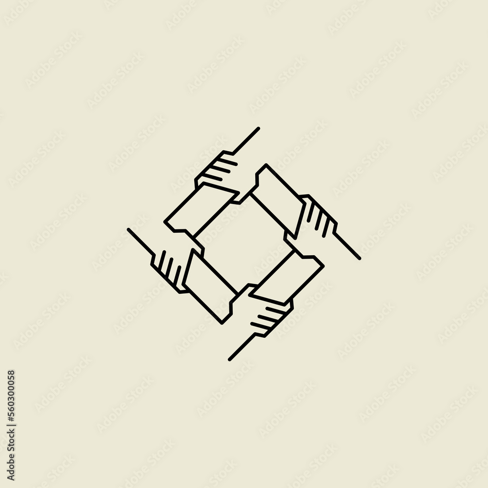 teamwork unity logo design with four hand concept vector illustration 2 ...
