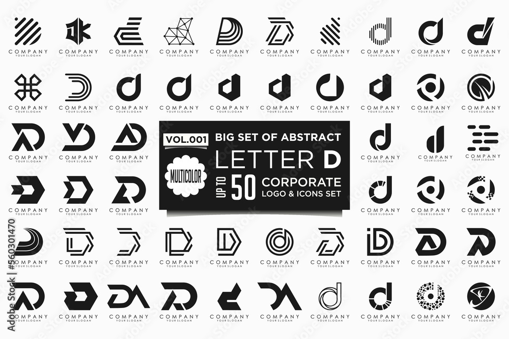 abstract letter D logo icon set. design for business of luxury, elegant ...