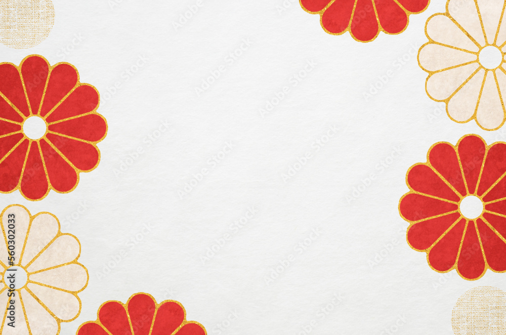 Japanese washi paper background with floral frame illustration ...