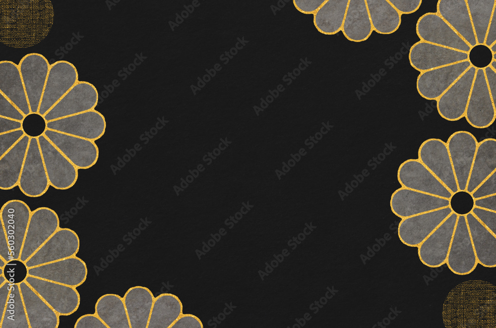 Japanese washi paper background with floral frame illustration ...