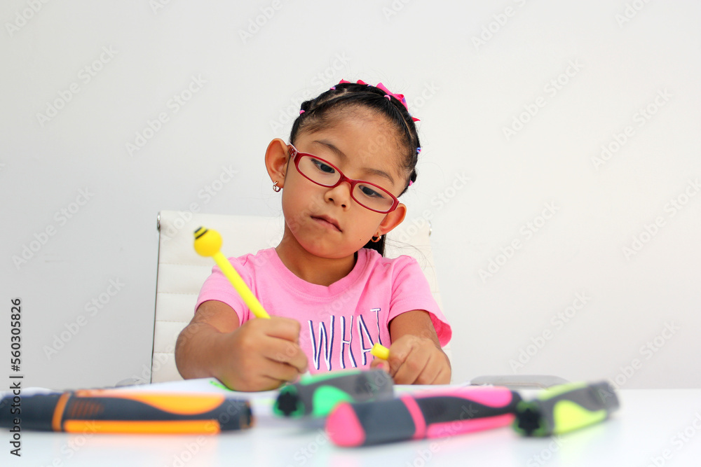 4-year-old brunette Latina girl with autism spectrum disorder ASD like ...