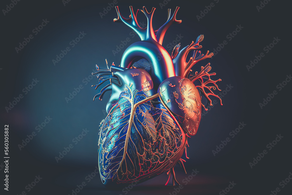 Illustration of the anatomy of the human heart. Generative ai Stock ...