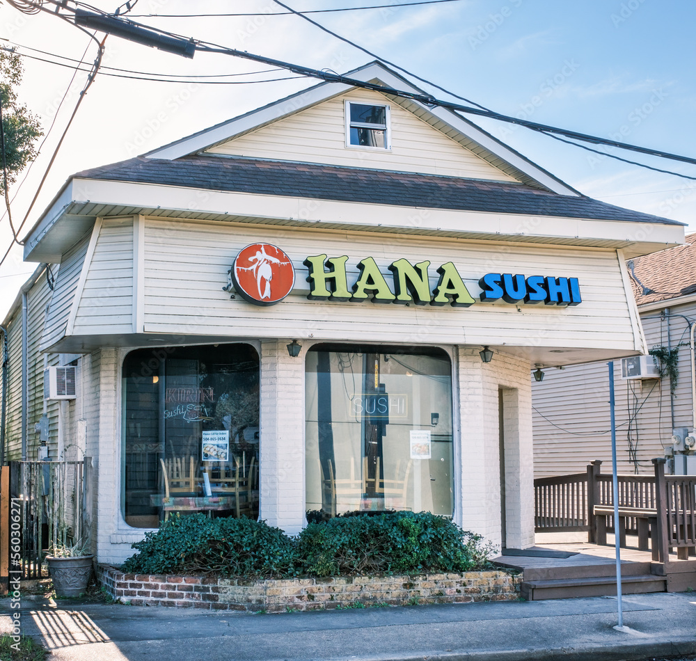 Full front view of Hana Sushi Restaurant on Hampson Street on December ...