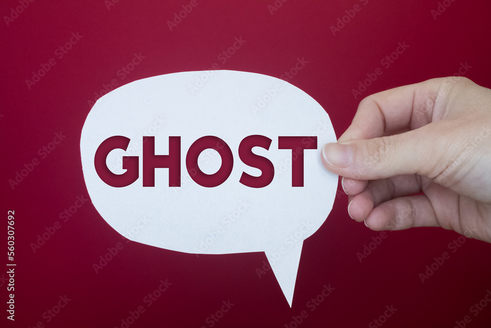 Speech bubble in front of colored background with Ghost text. Stock ...