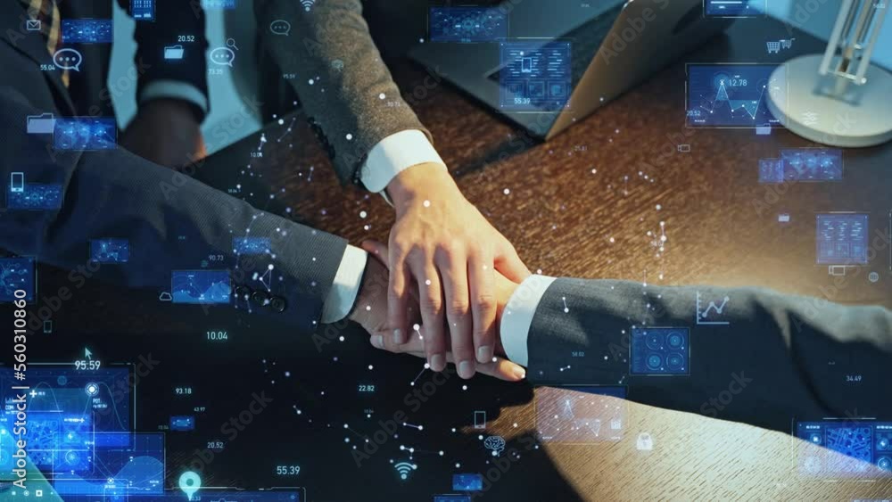 Concept of digital data with businessman shaking hands. Stock Video ...